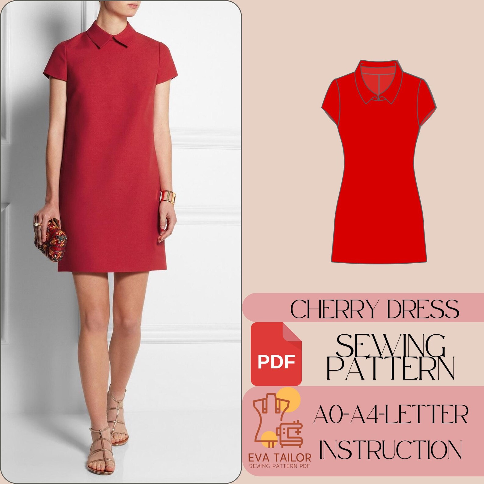 Cherry Mini Dress Sewing Pattern, Basic Casual (digital Download) - Etsy