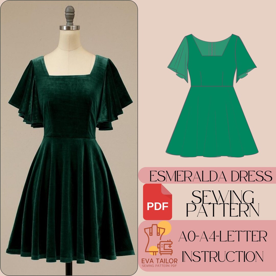 Mini Evening Dress Pattern Mini Ball Gown Sewing Pattern Cocktail Dress ...