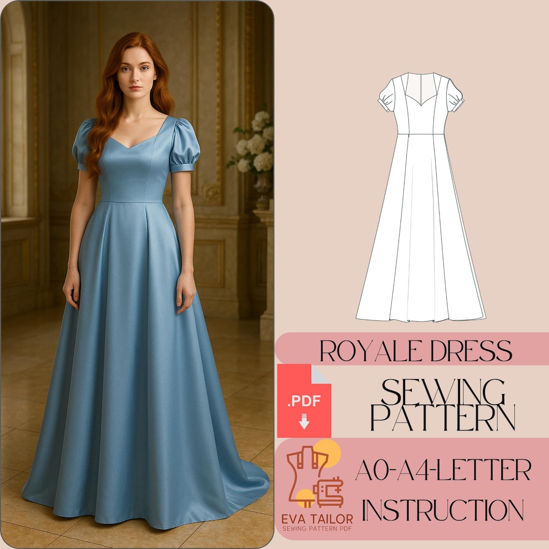 Princess Victorian Dress Sewing Pattern: Puff Sleeve Gown (PDF) - Etsy