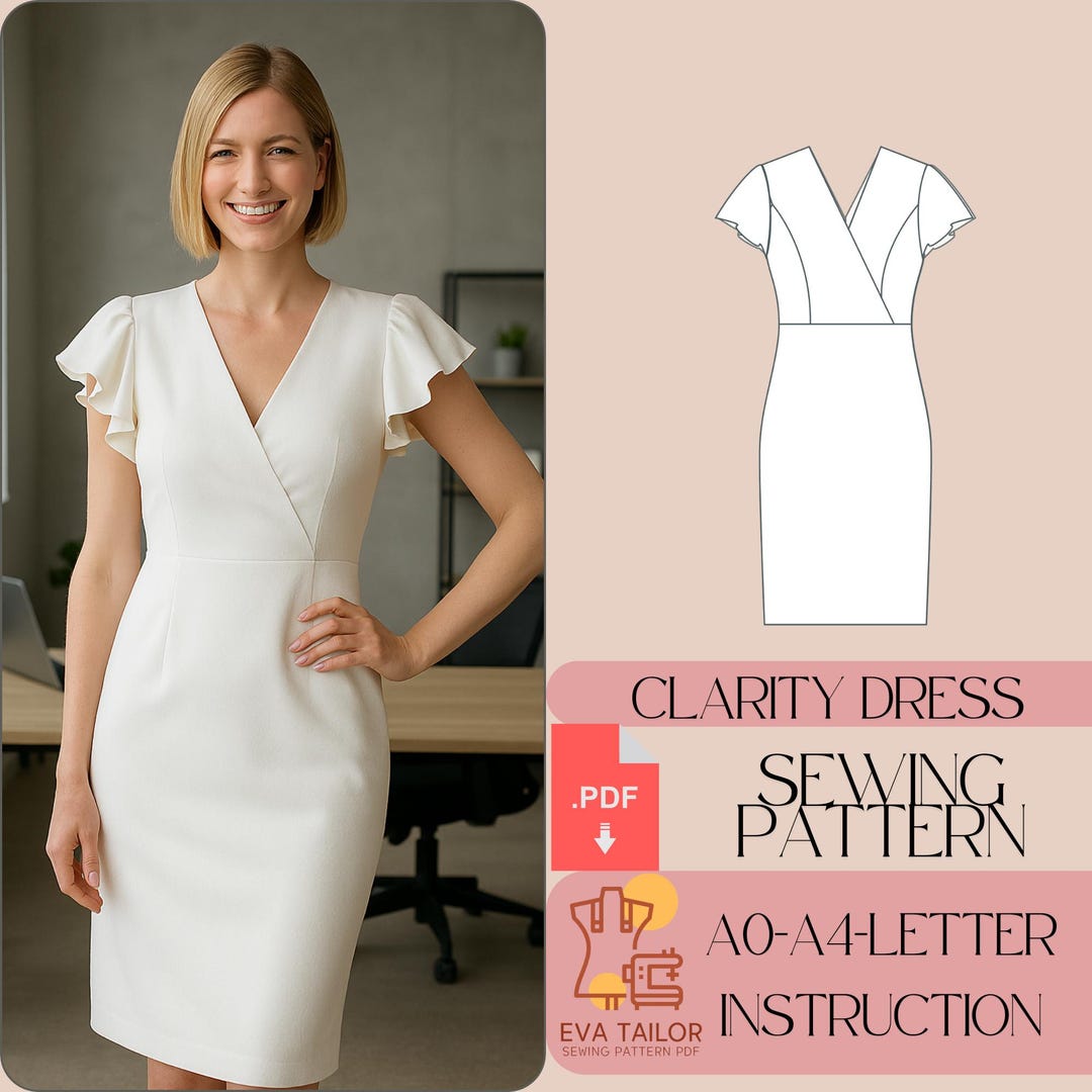 Surplice Dress Sewing Pattern: Women's Office, Formal Event (PDF ...