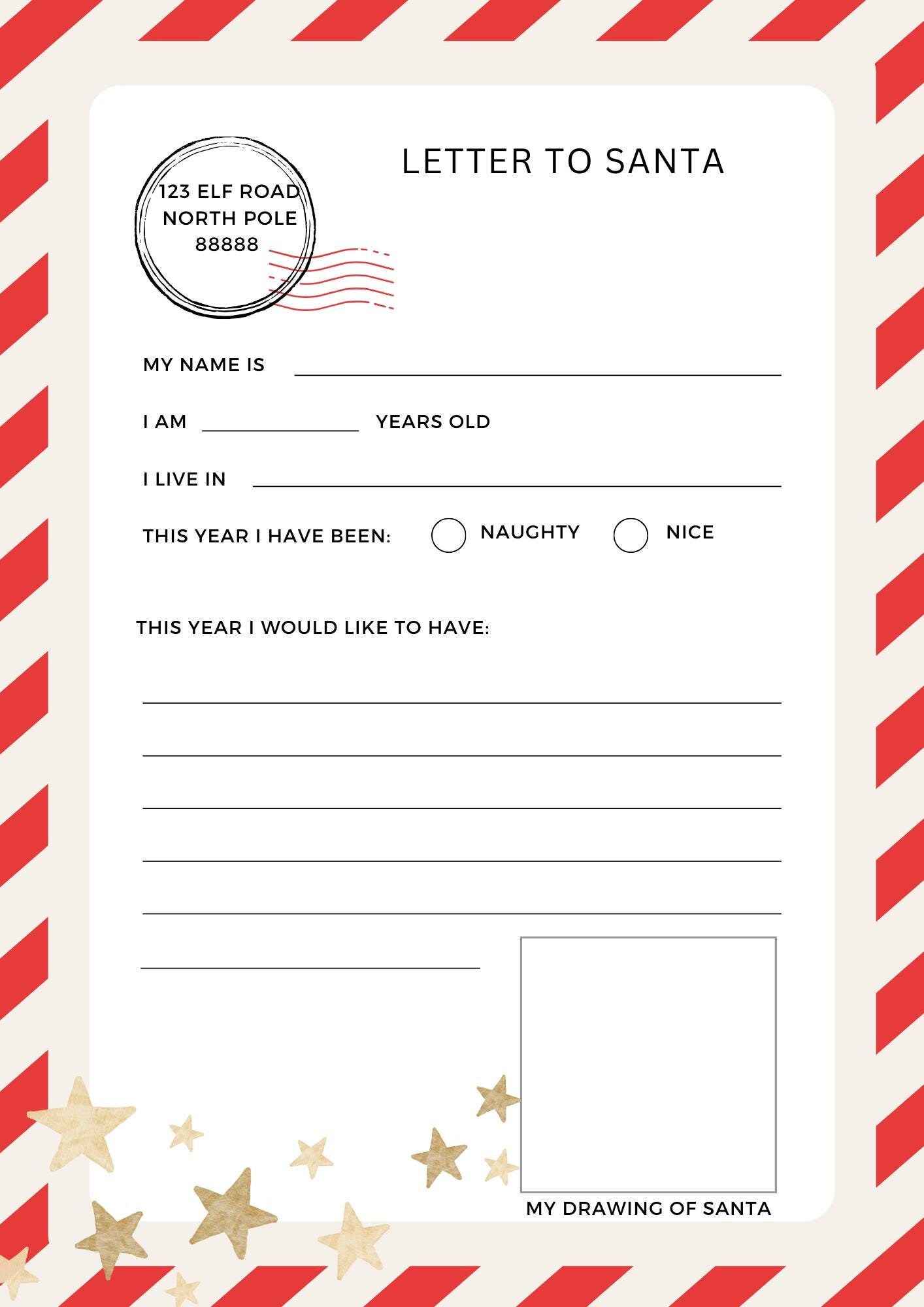 Santa Wishlist, Christmas, Letter to Santa, PDF, Printable, Father ...