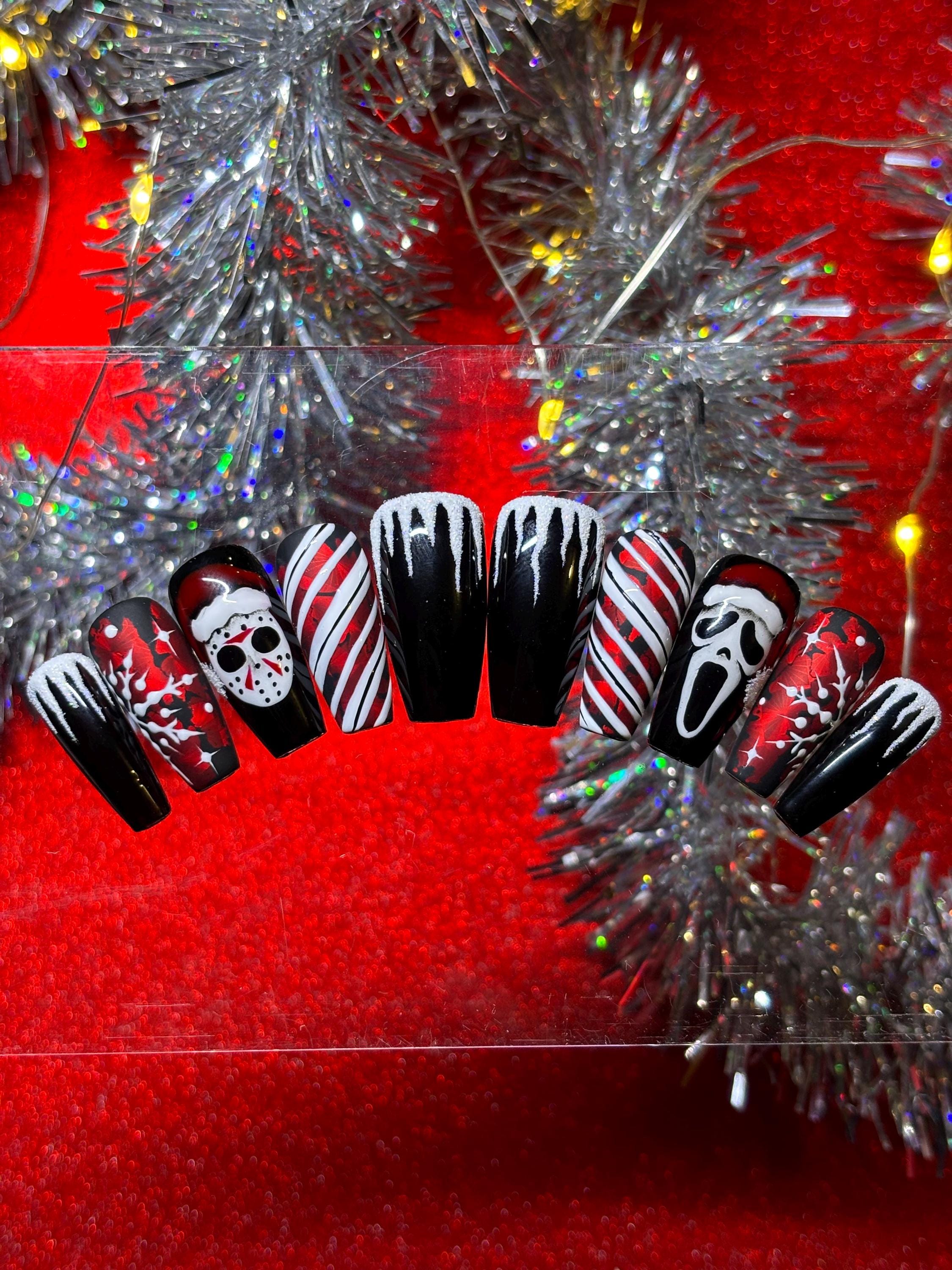 Slashing Through the Snow Press on Nails Gothic Nails Spooky Nails ...