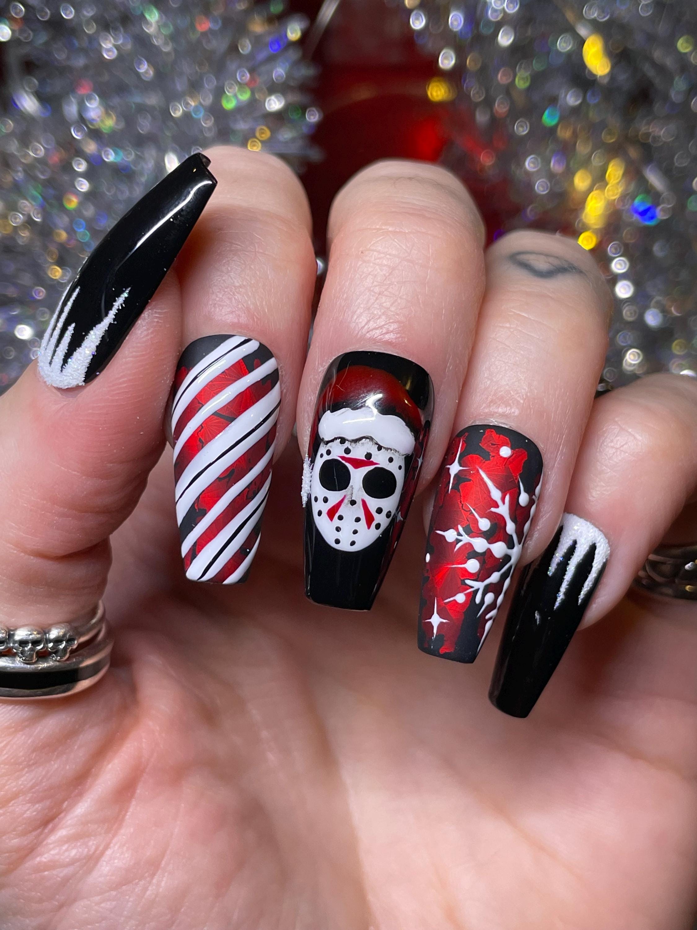 Slashing Through the Snow Press on Nails Gothic Nails Spooky Nails ...