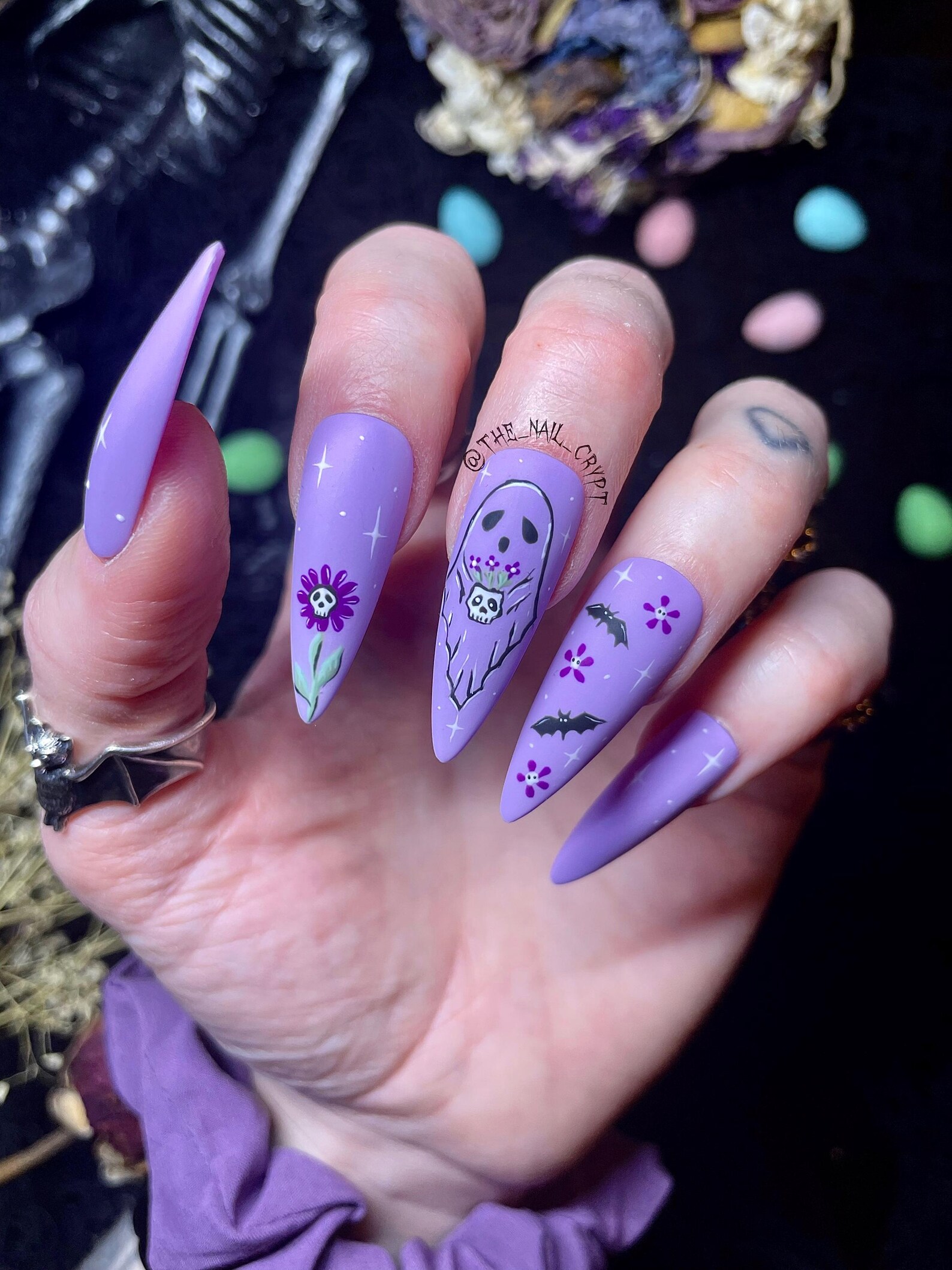 Spooky Spring | Press on Nails | Ghost Nails | Spooky Nails | Easter ...
