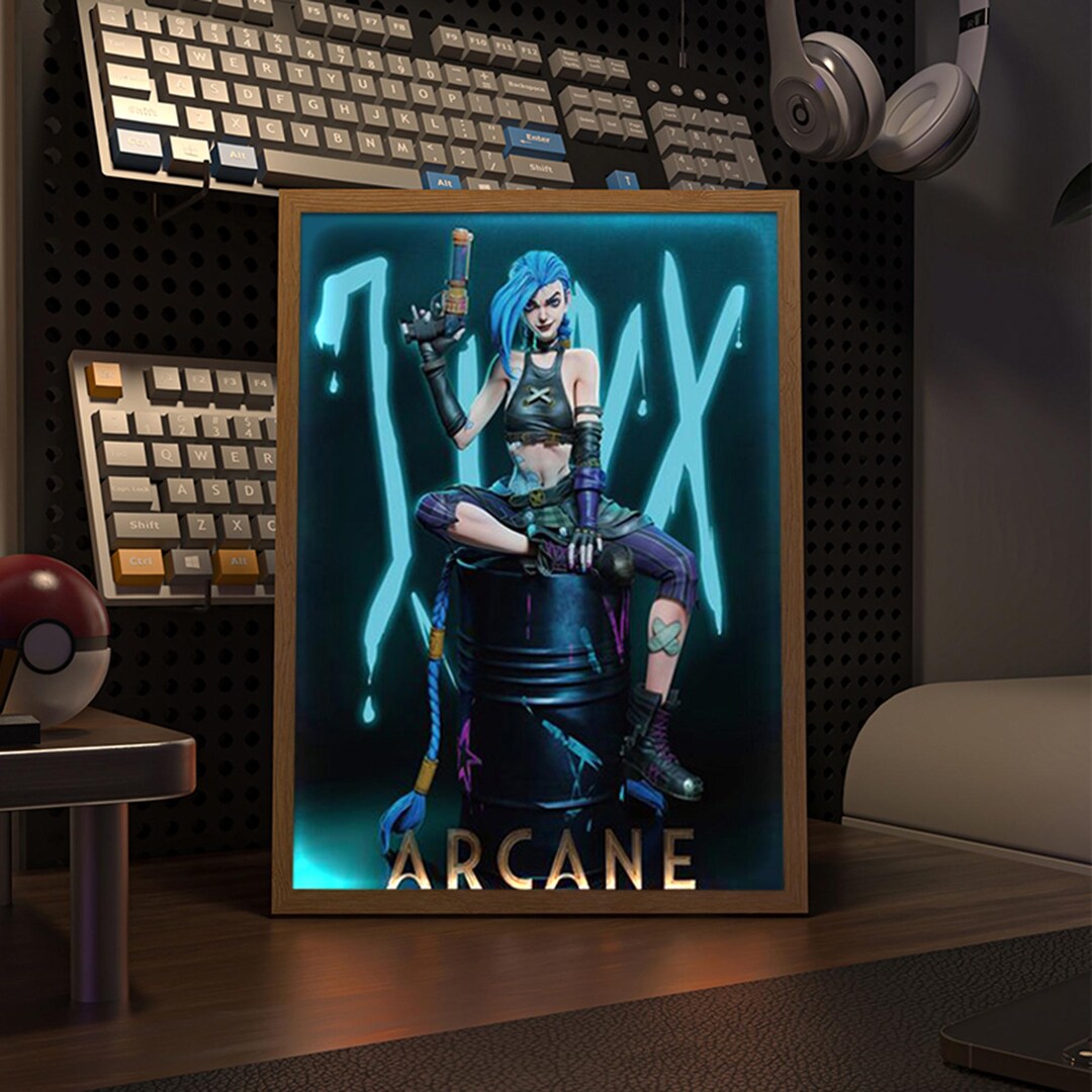 Arcane Jinx Wall Lamp, Jinx Hand Drawn Lighting Painting Decor Wooden ...