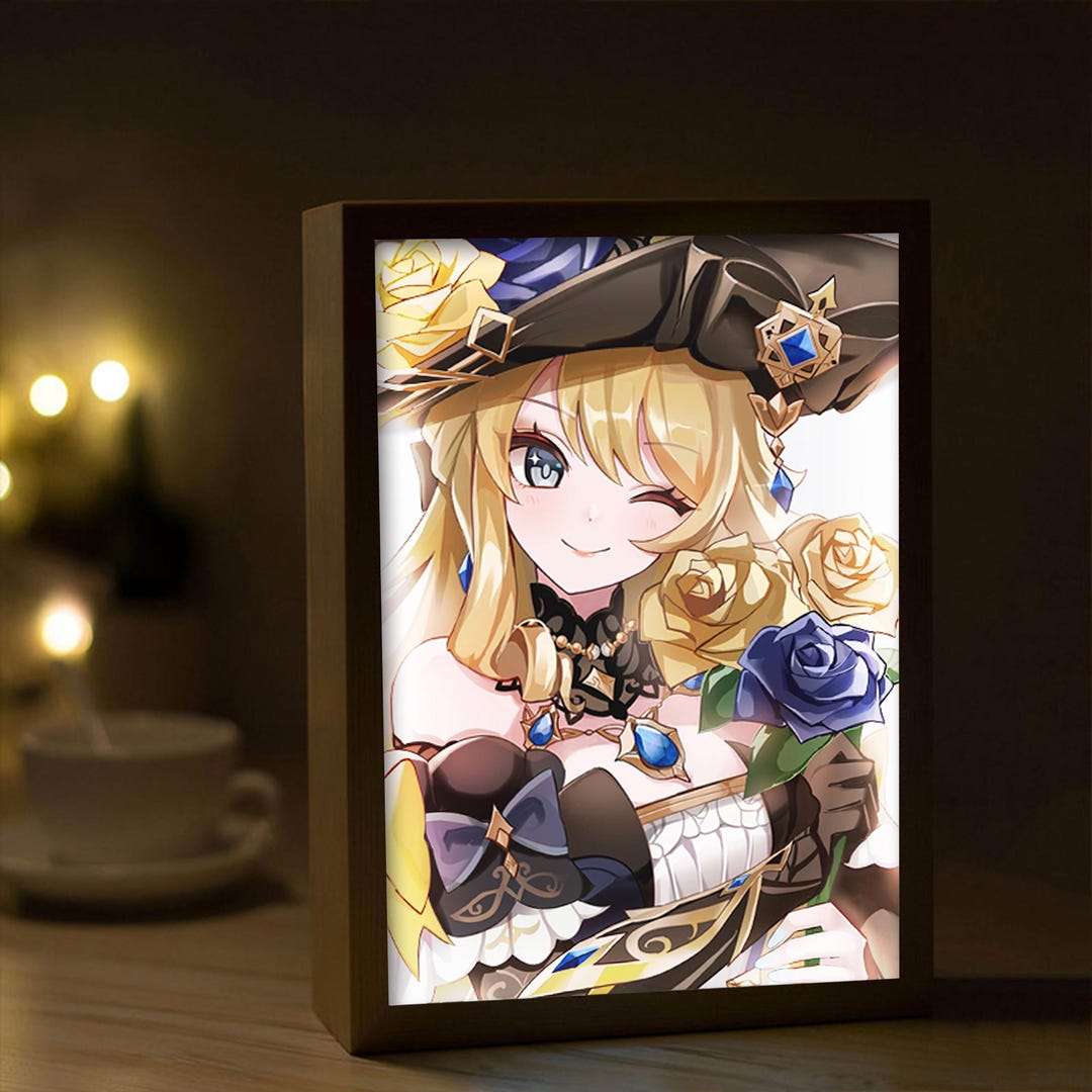 Genshin Impact Navia Wall Lamp, Navia Hand Drawn Lighting Decor Wooden ...