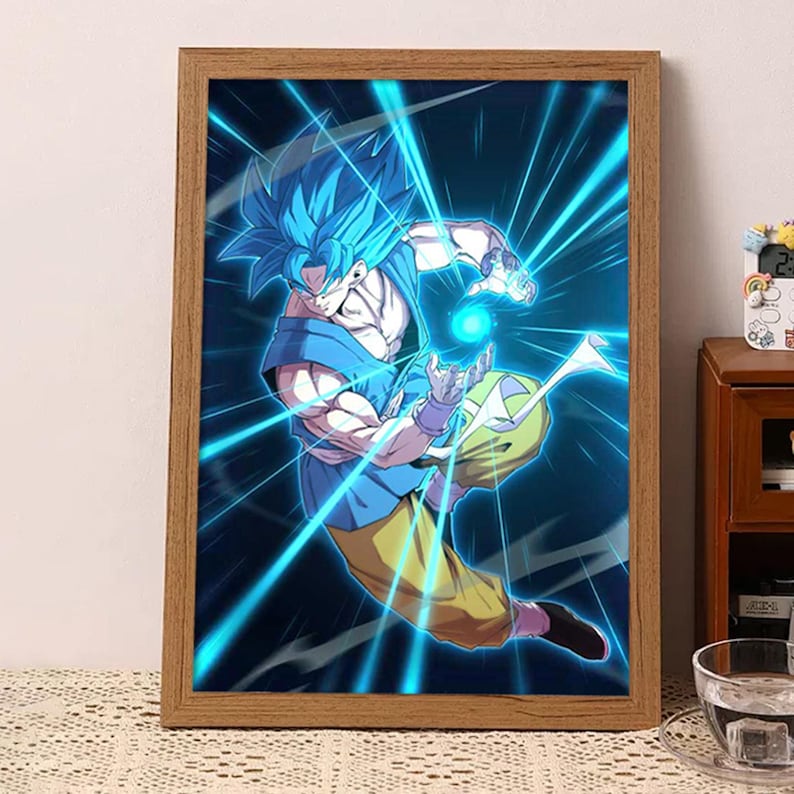 Goku LED Frame Light, Gohan Wall Lamp, Super Sayan Goku Hand Drawn ...