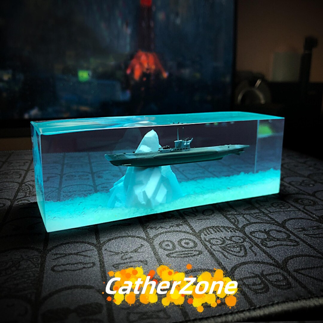 U7C Submarine Night Light, Iceberg Submarine Resin Wood Lamp, Gifts for ...