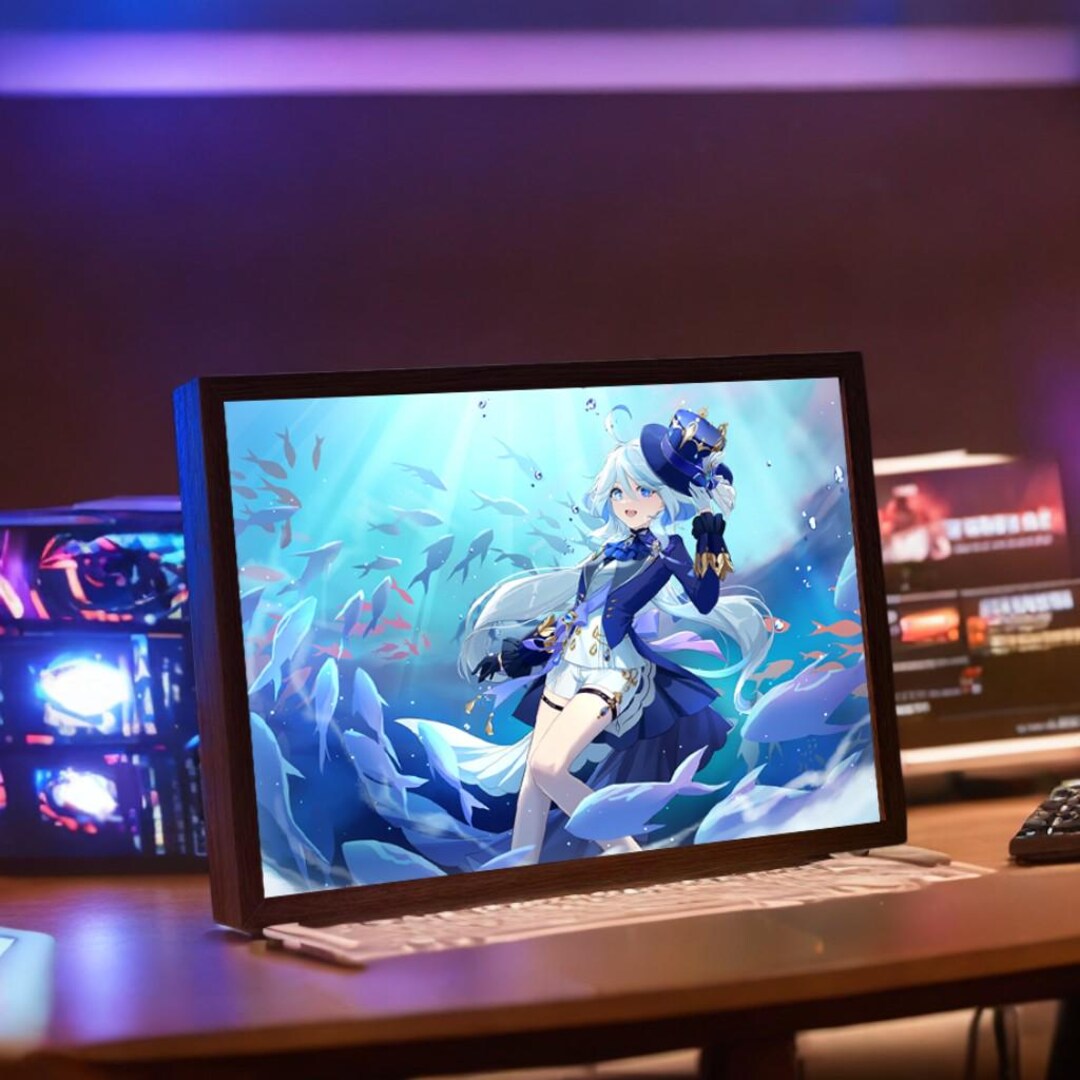 Genshin Impact Furina Wall Lamp, Furina Hand Drawn Lighting Decor ...