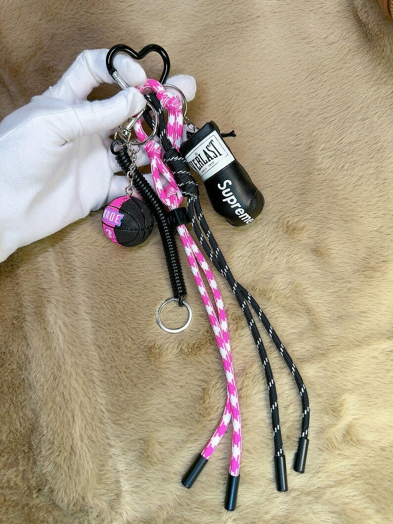 Trendy Sports-themed Keychain Set, Boxing Glove With Basketball Bag ...