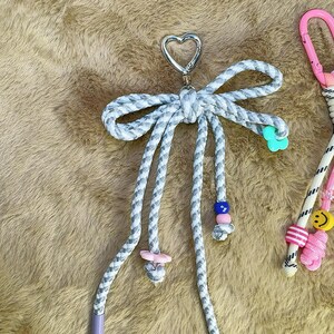 Colorful Rope Keychain Charm Set, Cute Beaded Rope Bag Charm, Rope ...