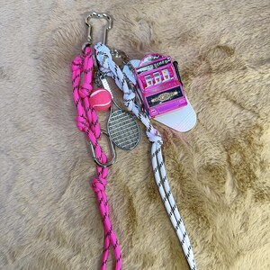 Retro Lucky Jackpot Bag Charm, Tennis Bag Charm, White and Pink Rope ...