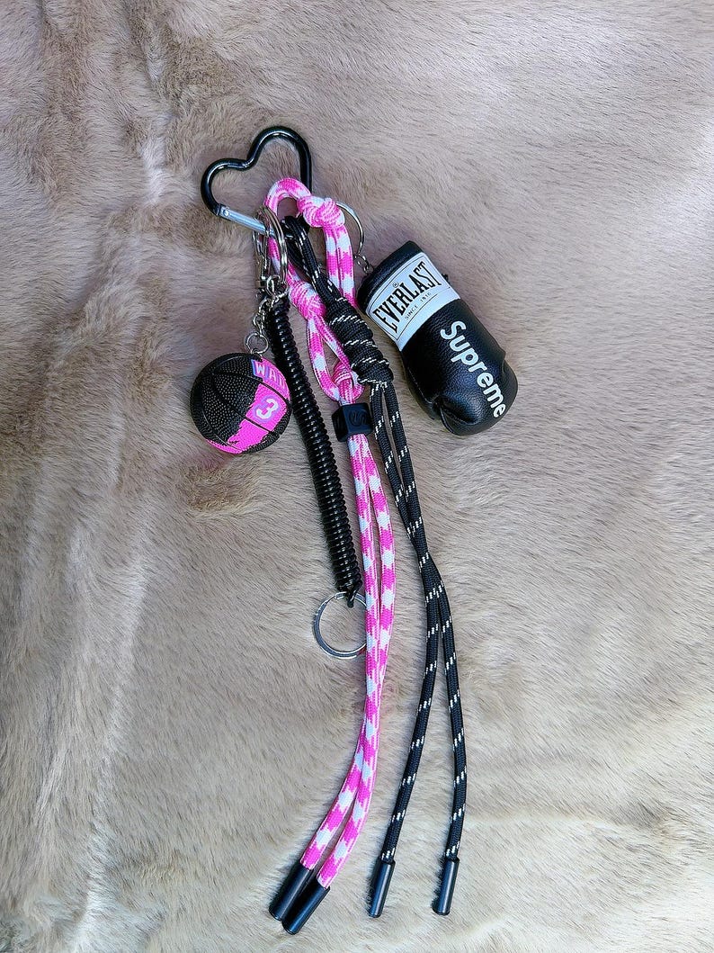Trendy Sports-themed Keychain Set, Boxing Glove With Basketball Bag ...