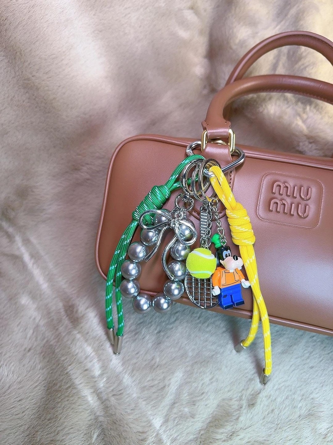 Charming Lego Goofy Bag Charm, Tennis 2 Pieces Set Keychain, Beaded ...