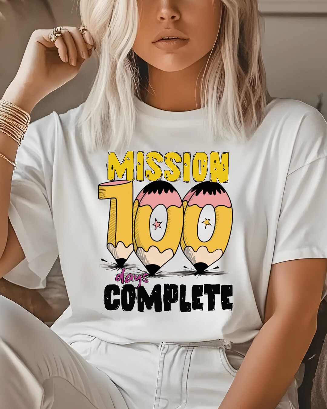 Mission 100 Days Complete Png, 100 Days of School Png, Colorful ...