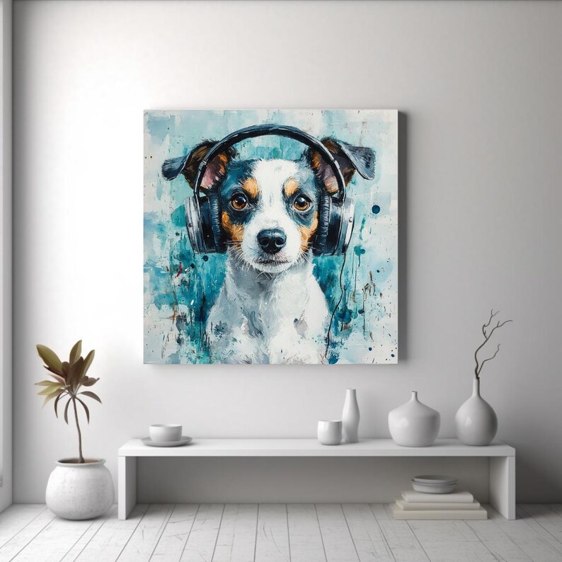 Jack Russell Terrier Canvas Art, Graffiti Dog With Headphones - Etsy