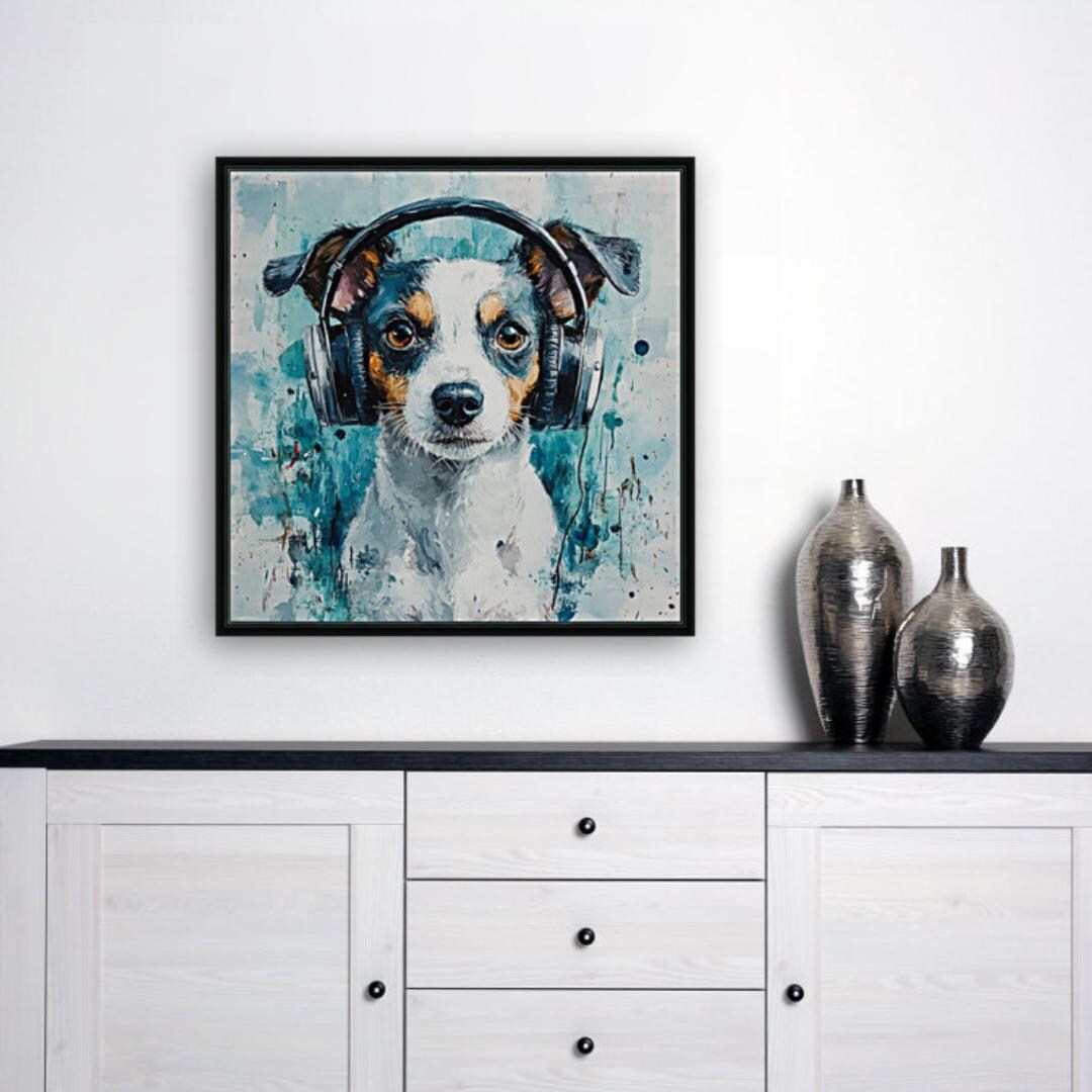 Jack Russell Terrier Canvas Art, Graffiti Dog With Headphones - Etsy