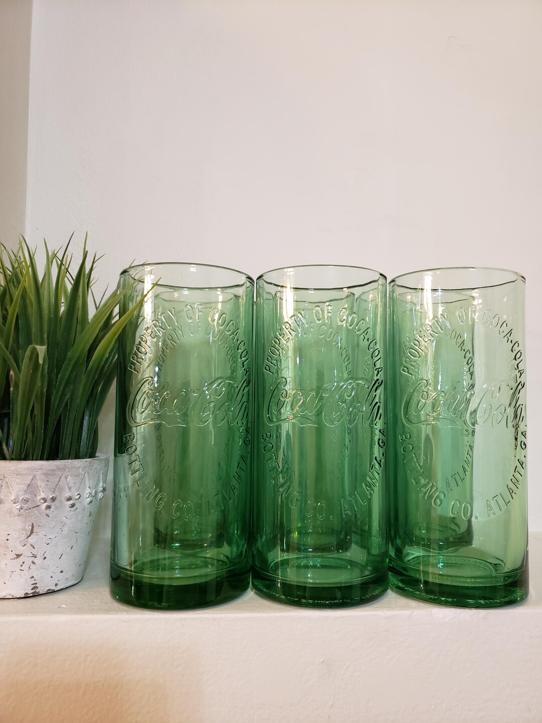 Original Property of Coca-cola Green Iced Tea Glasses Atlanta Set of 6 ...