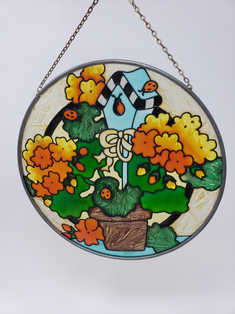 Vintage Red Bird Cardinal Window Suncatcher Birdhouse Garden Suncatcher ...