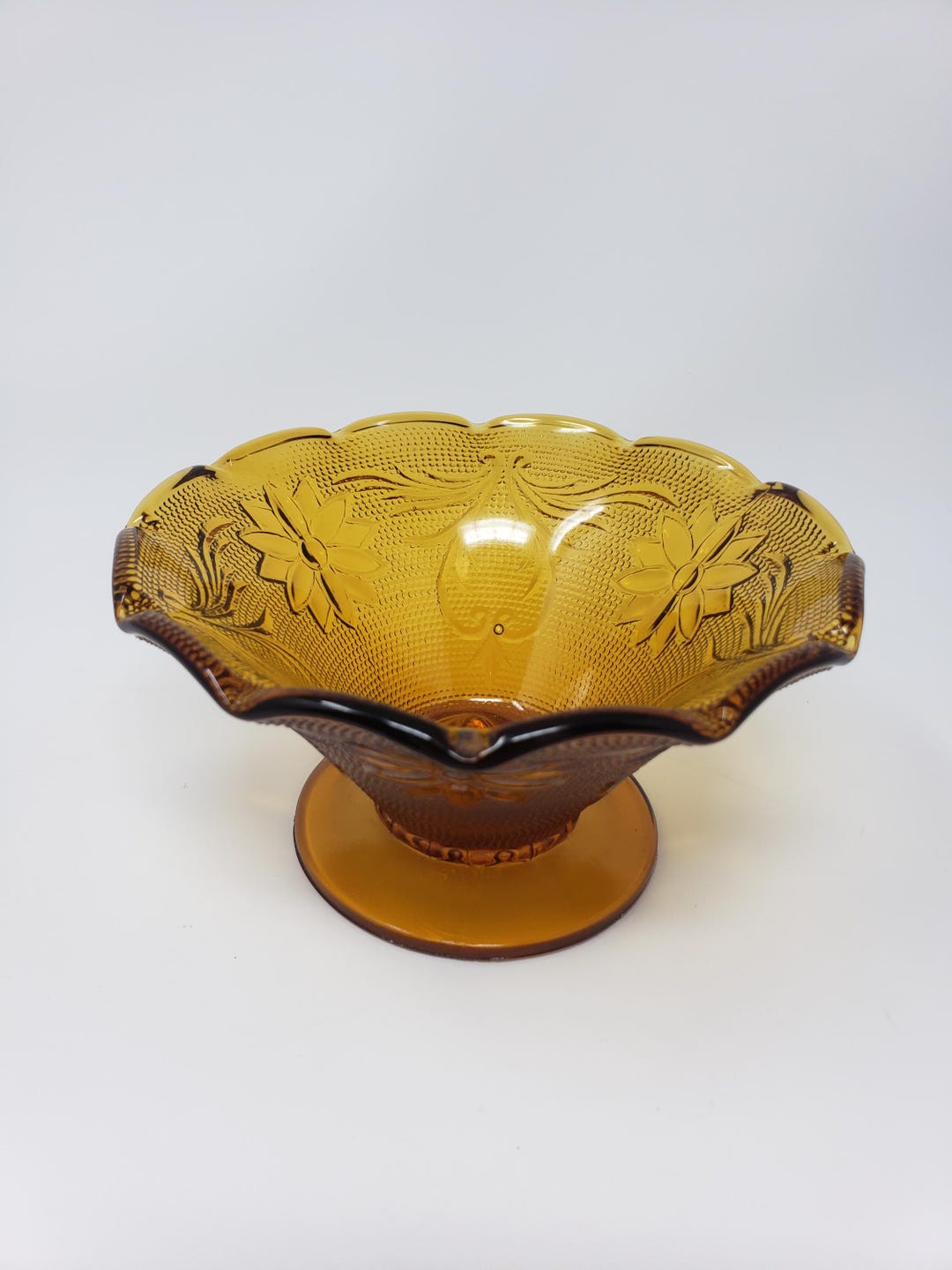 Scalloped Tiara Amber Candy Bowl - Etsy