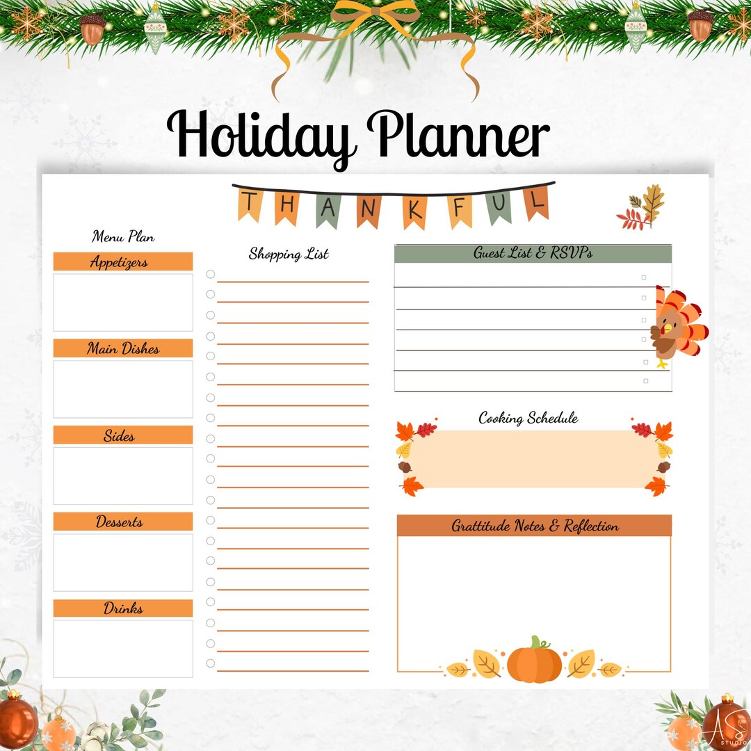 Thanksgiving Meal Planner & Event Organizer Holiday Sticky Notepad - Etsy