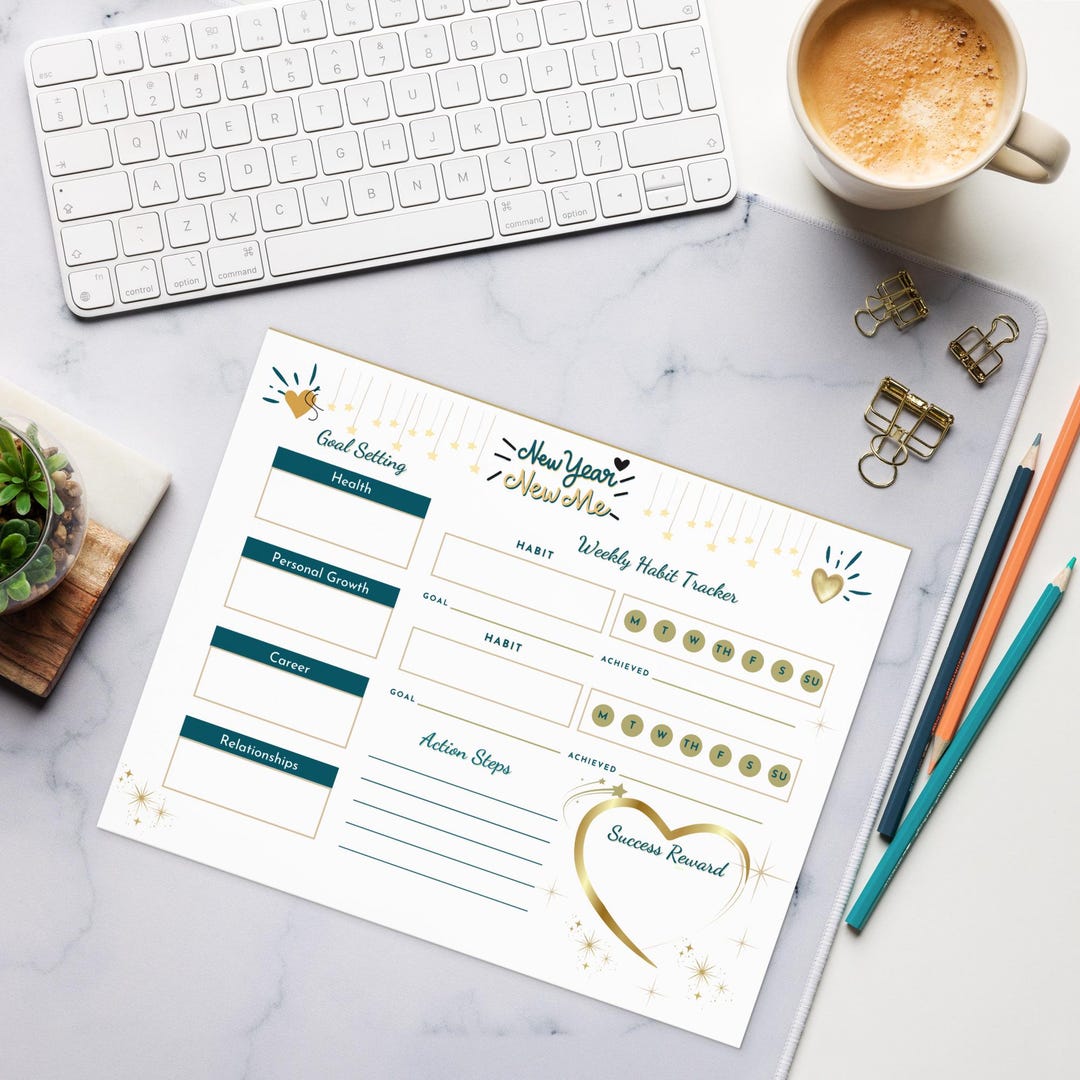 New Year Goal Setting Planner Goal Planner & Weekly Habit Tracker ...