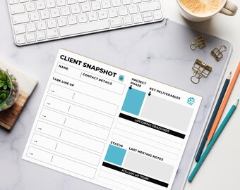 Client Snapshot Tracker Client Management & Project Overview Organizer Notebook Blue - Etsy
