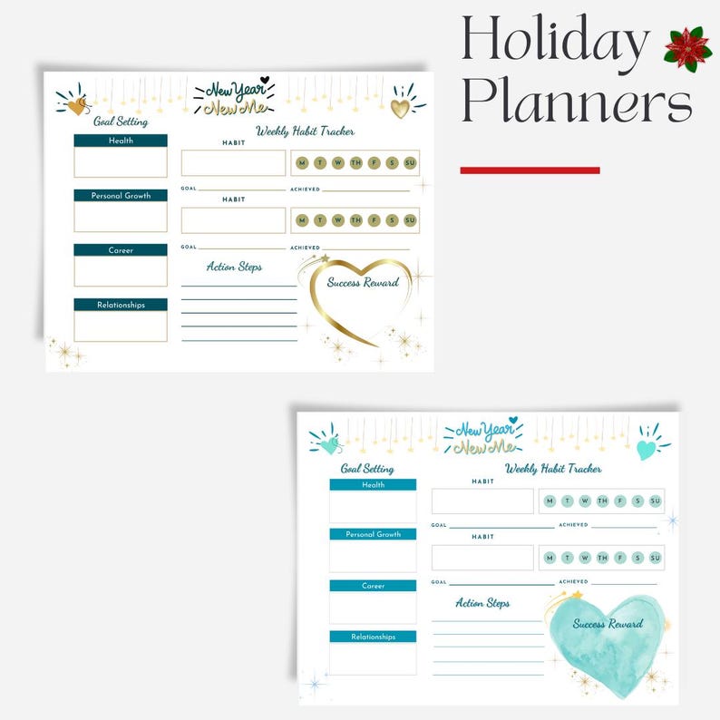 New Year Goal Setting Planner Goal Planner & Weekly Habit Tracker ...