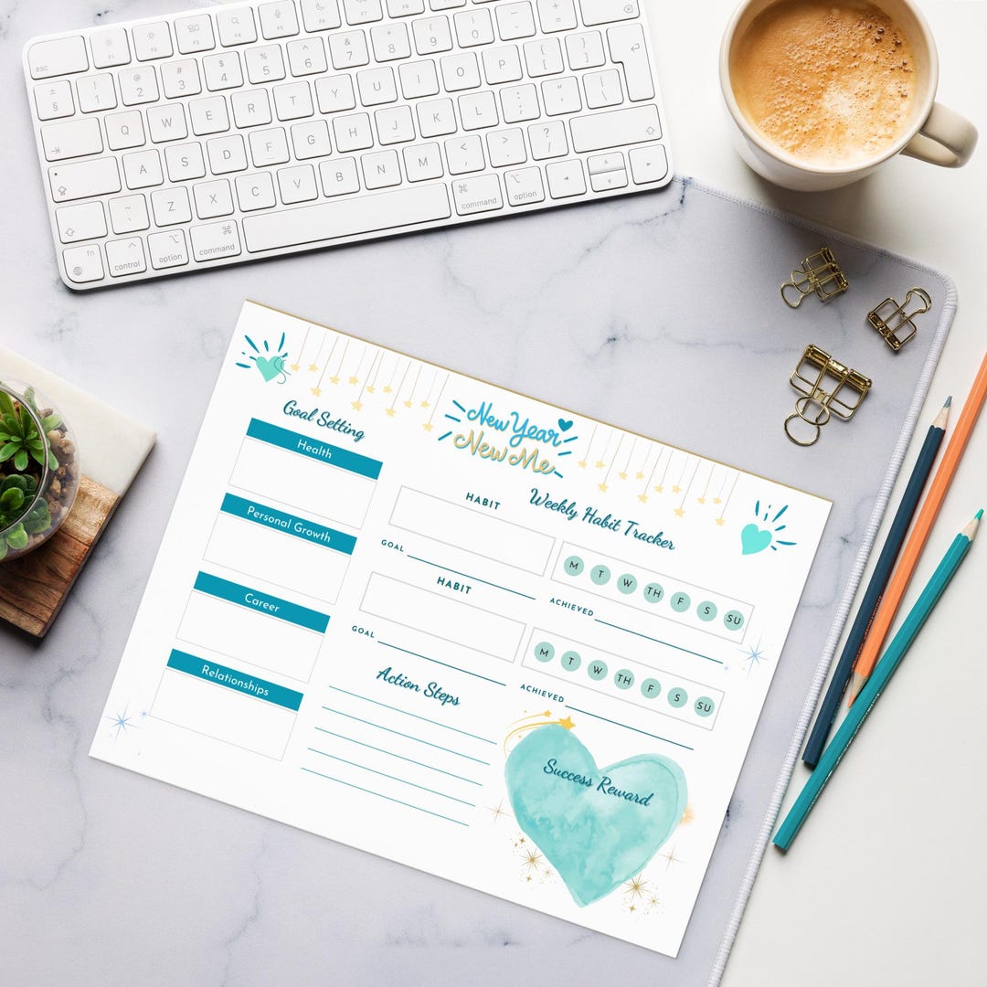 New Year Goal Setting Planner Goal Planner & Weekly Habit Tracker ...