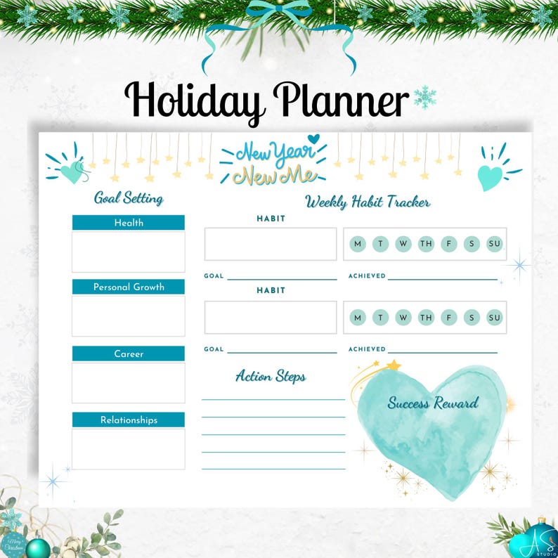 New Year Goal Setting Planner Goal Planner & Weekly Habit Tracker ...