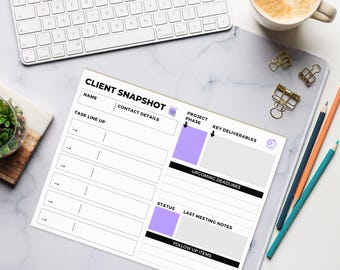 Client Snapshot Tracker Client Management & Project Overview Organizer ...