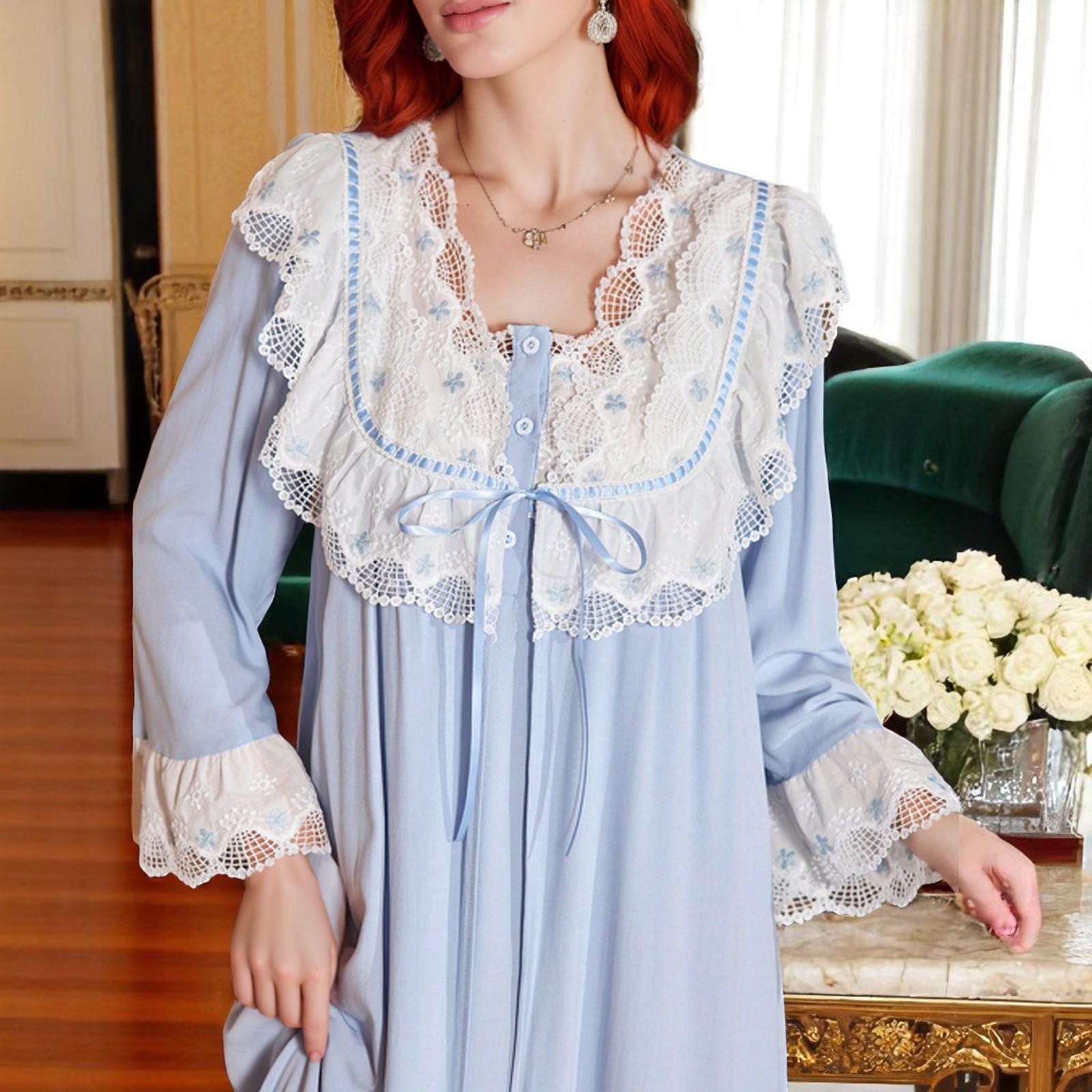 Vintage Victorian-style Nightgown, Victorian Night Gown, Long Sleeve ...