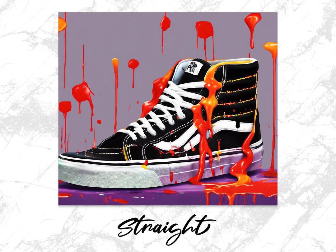 Vibrant Dripping Paint Shoe PNG, High Top Shoe Sublimation Design ...