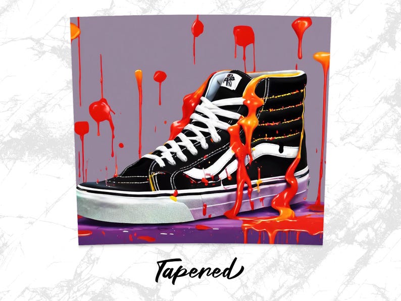 Vibrant Dripping Paint Shoe PNG, High Top Shoe Sublimation Design ...