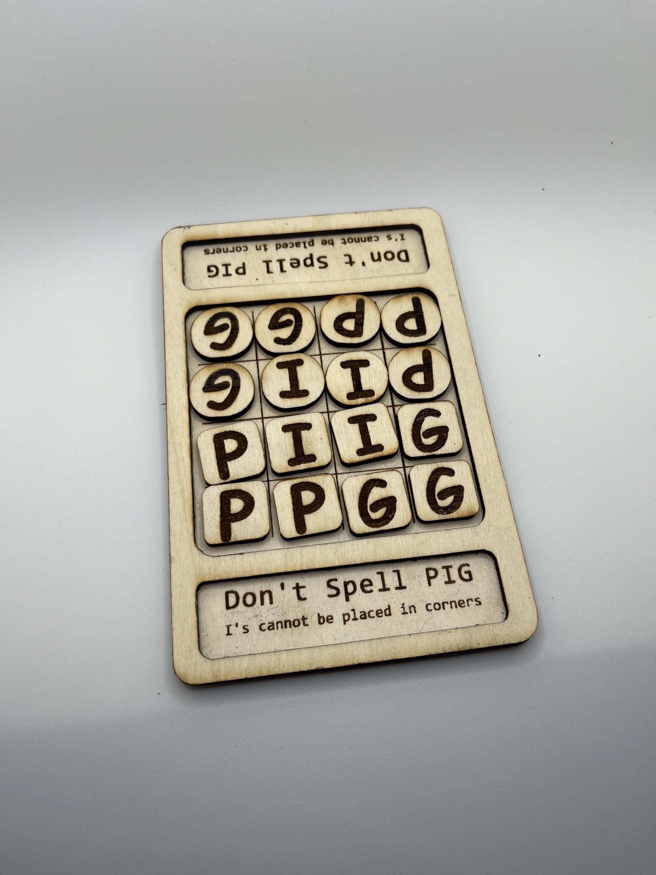 Dont Spell PIG - Two-player Tabletop Wooden Game Board, Strategy Game ...