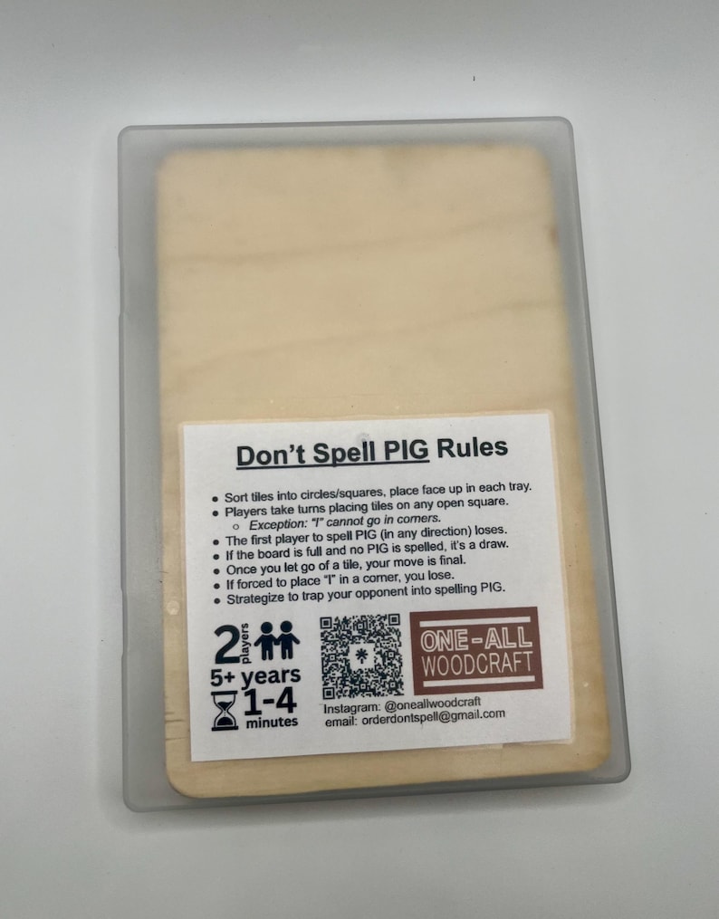 Dont Spell PIG - Two-player Tabletop Wooden Game Board, Strategy Game ...