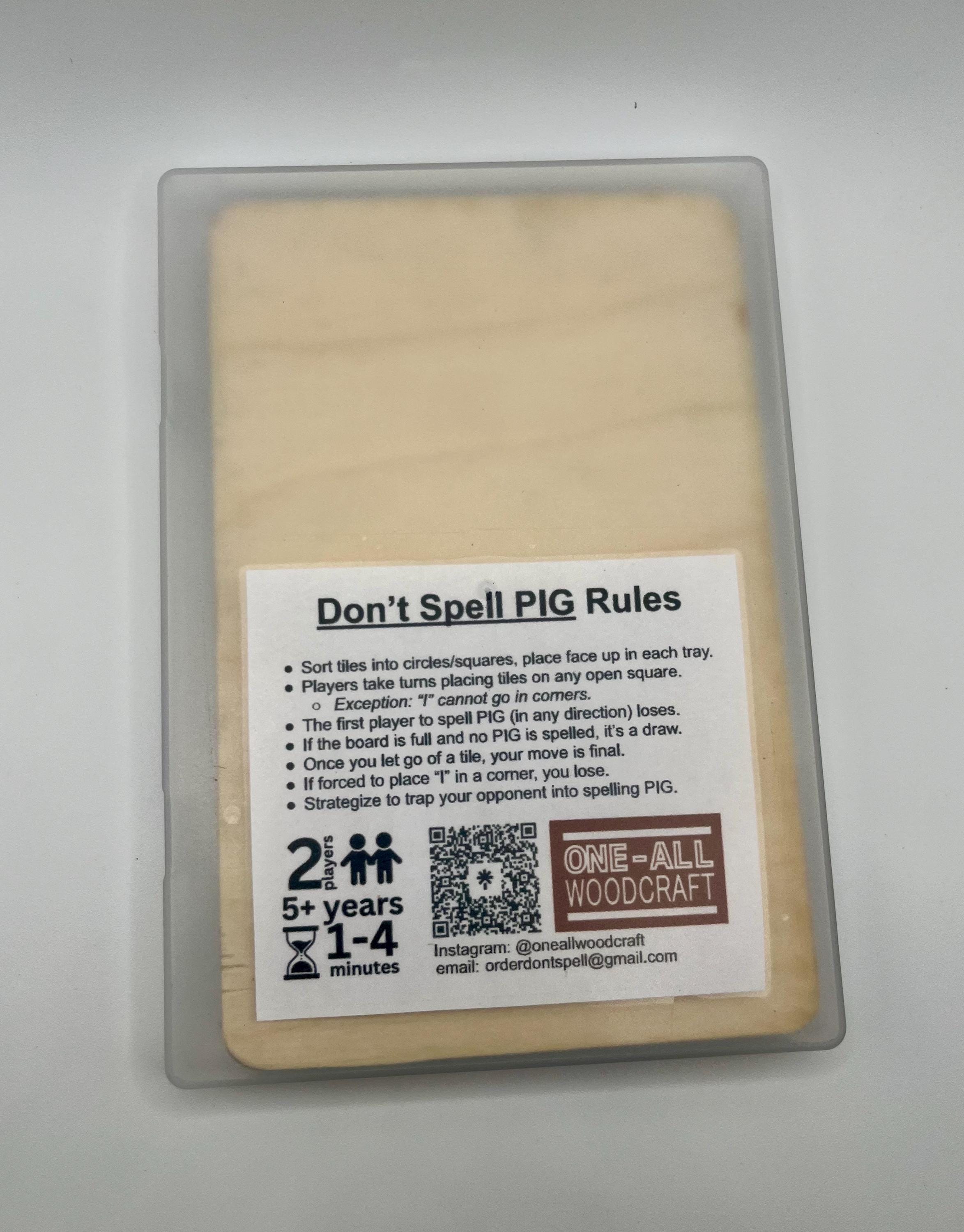 Dont Spell PIG - Two-player Tabletop Wooden Game Board, Strategy Game ...