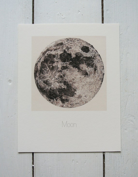 Full Moon Pen and Ink Illustration | Etsy