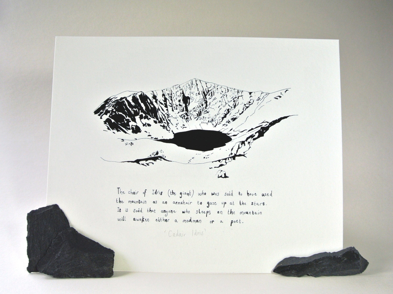 Cadair Idris - Welsh Mountain Collection, A4 Print, Wales, Pen and Ink ...