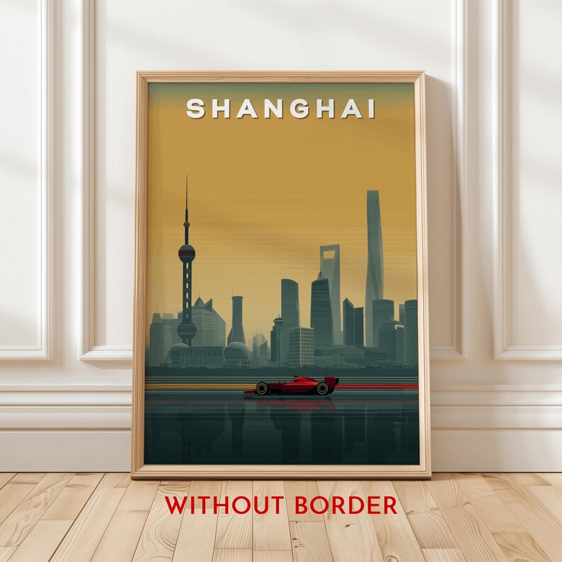 Shanghai F1 Grand Prix Poster, Vintage Motorsport Travel Art Print With ...