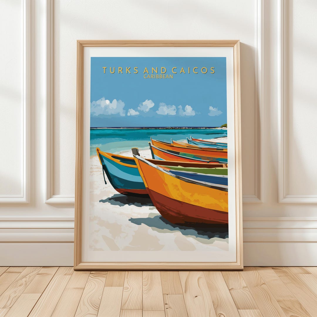 Turks and Caicos Travel Poster, Turks and Caicos Wall Art, Caribbean ...