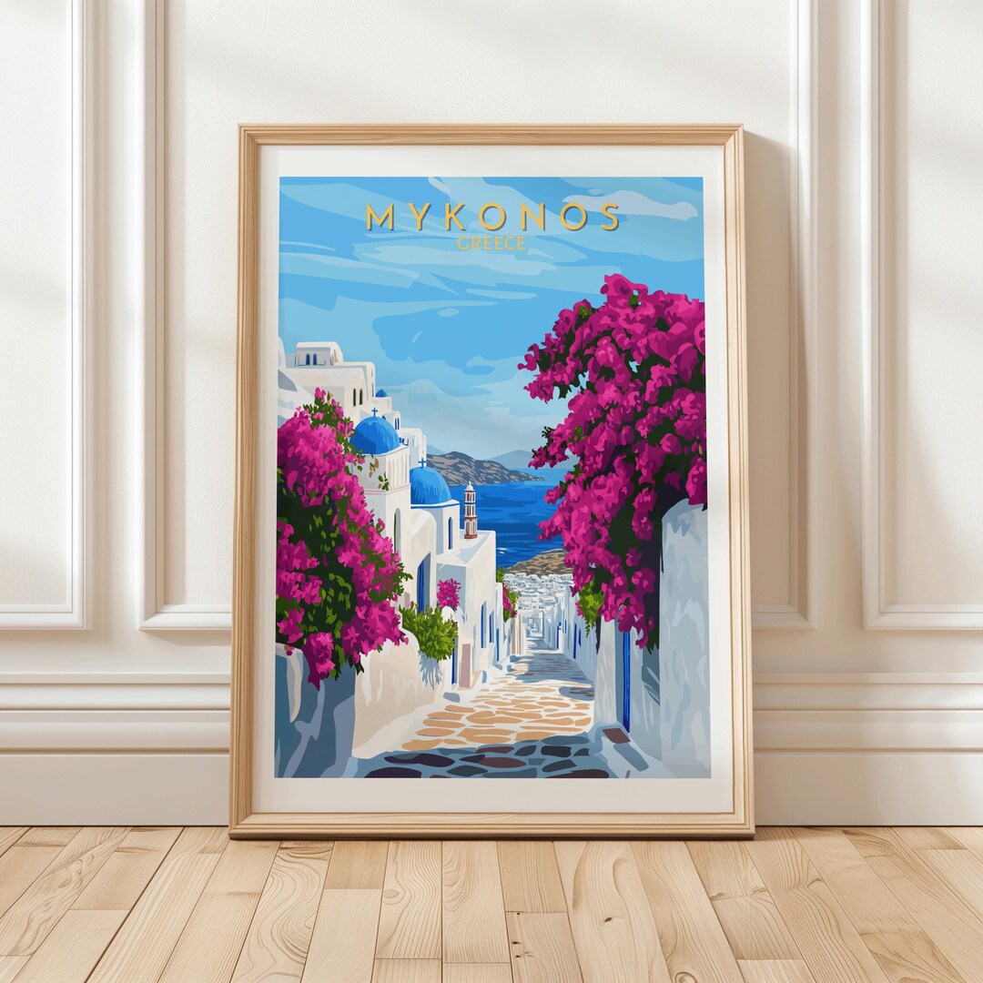 Mykonos Travel Poster, Mykonos Wall Art, Greece Travel Poster, Greece ...
