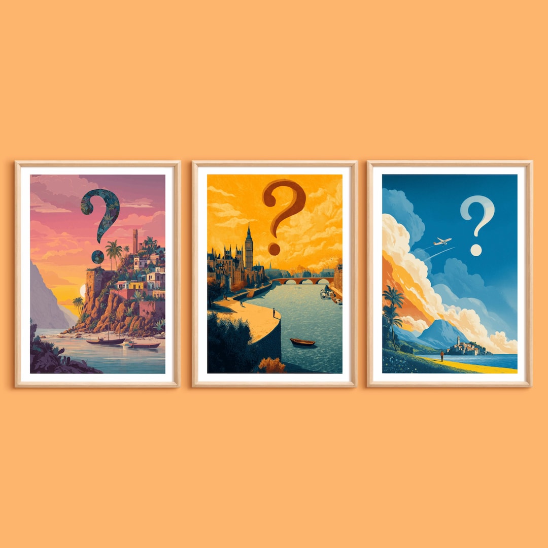 Custom Travel Poster Set of 3 Wall Art Prints Choose Your Favorite City ...