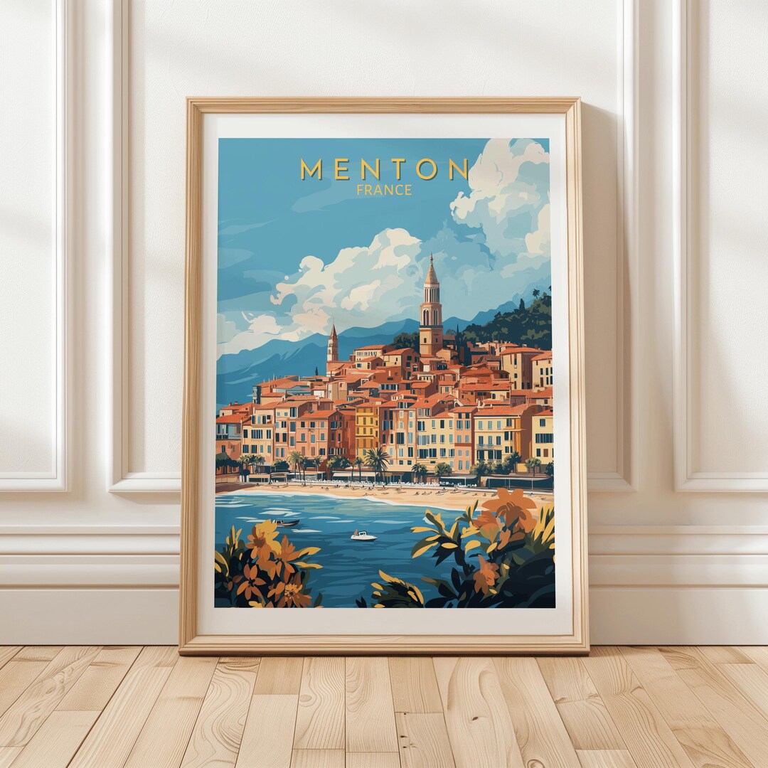 Menton Travel Poster, France Travel Poster, French Riviera Wall Art ...