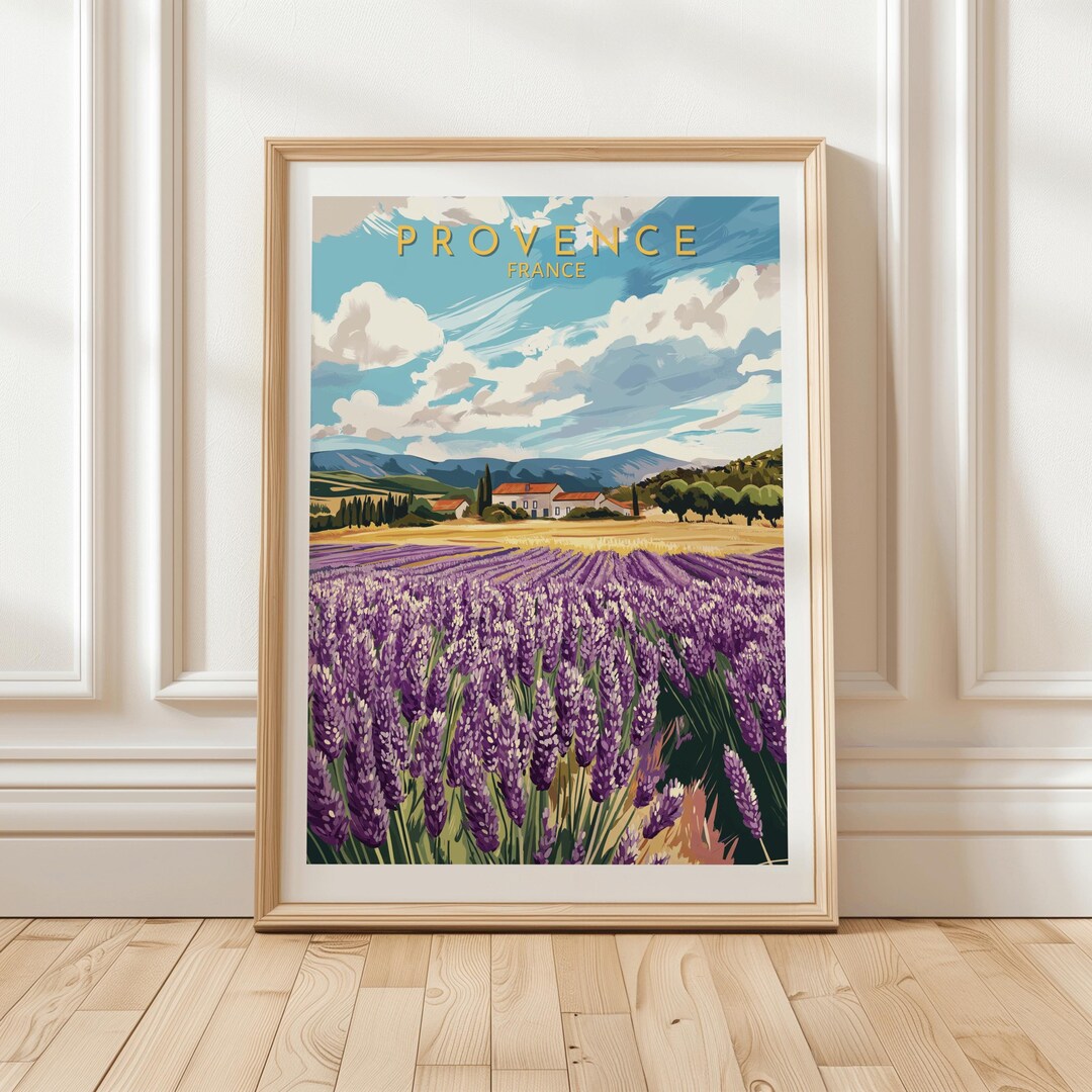 Provence France Lavender Field Wall Art Print With Country Farmhouse ...