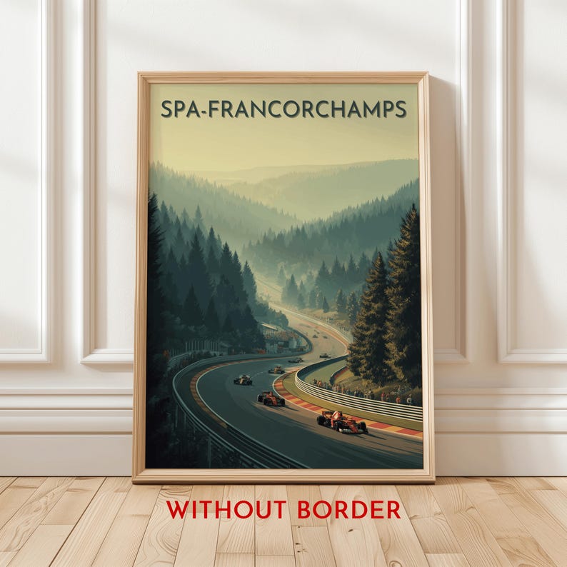 Iconic Spa-francorchamps F1 Circuit Poster, Vintage Belgian Grand Prix ...
