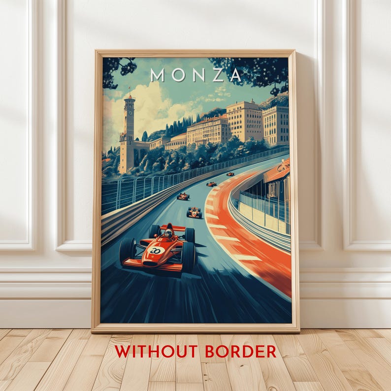 Monza F1 Grand Prix Vintage Racing Art Print, Iconic Italian Circuit ...