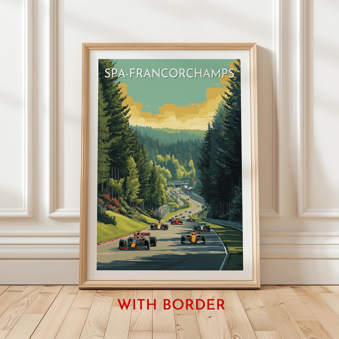 Eau Rouge Spa-francorchamps F1 Circuit Print, Vintage Motorsport Wall ...