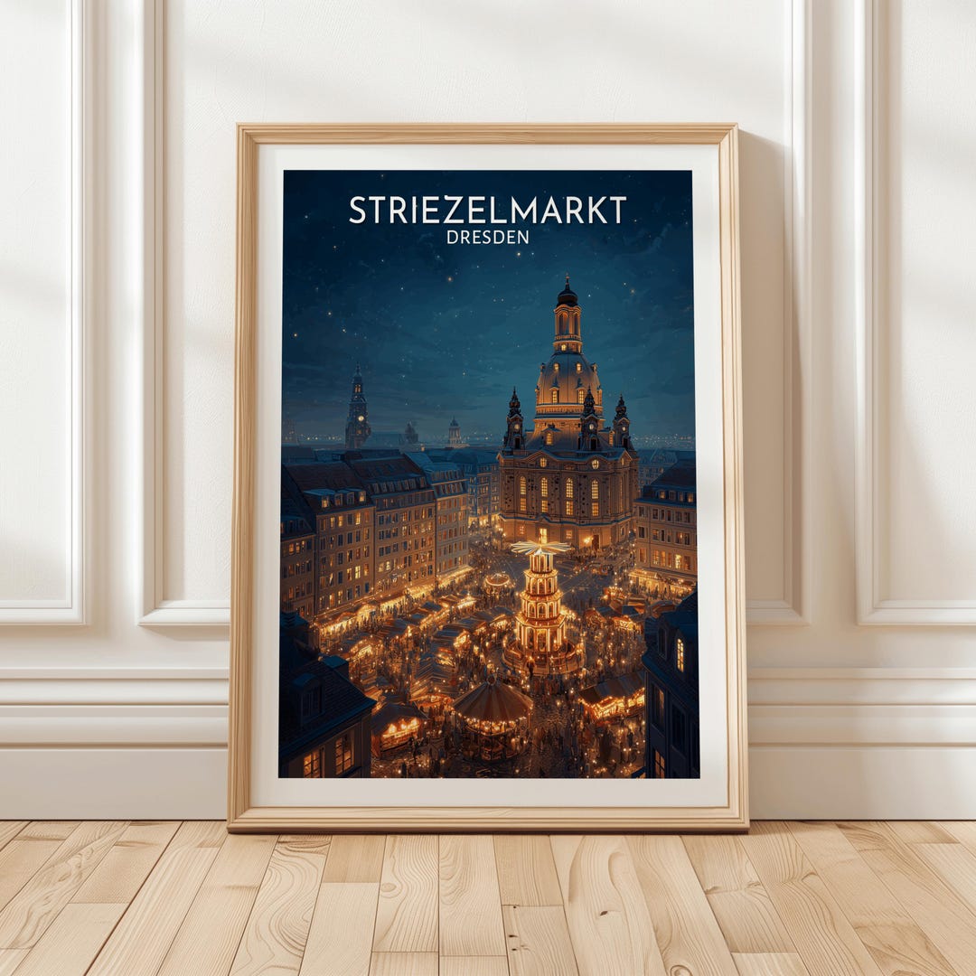 Striezelmarkt Dresden Wall Art Featuring Glowing Christmas Market ...
