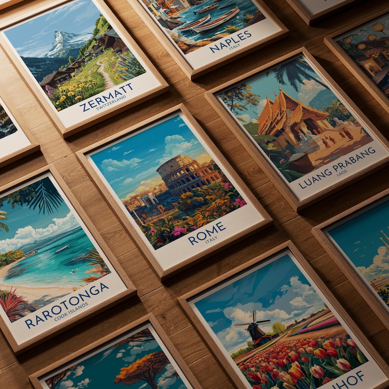 Custom Travel Poster Set of 3 Wall Art Prints Choose Your Favorite City ...